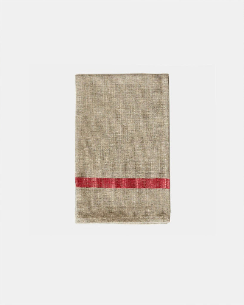 Thick Linen Stripe Kitchen Cloth - natural with red stripe Fog Linen